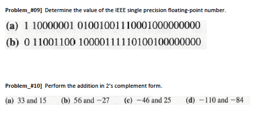 Solved Problem_#07] Express the following numbers in 8 bit | Chegg.com