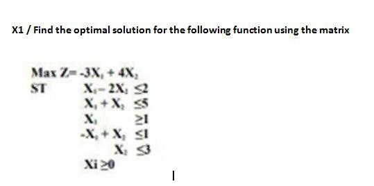 Solved X1 / Find the optimal solution for the following | Chegg.com