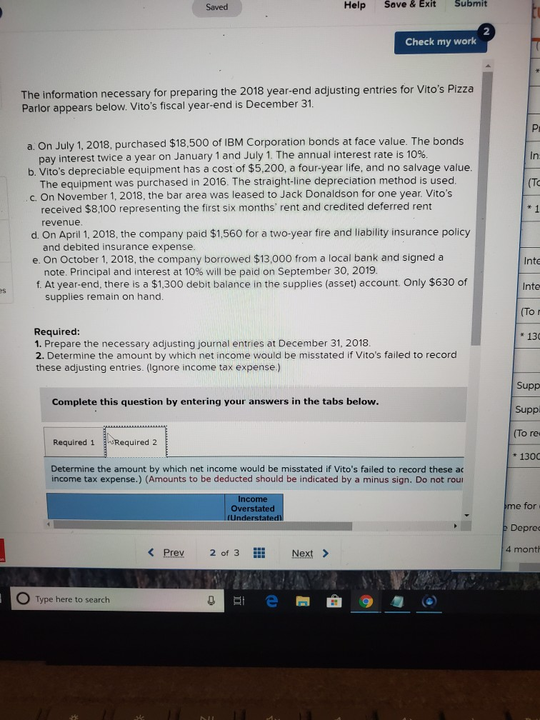 Solved Saved Help Save & Exit Submit Check my work The | Chegg.com