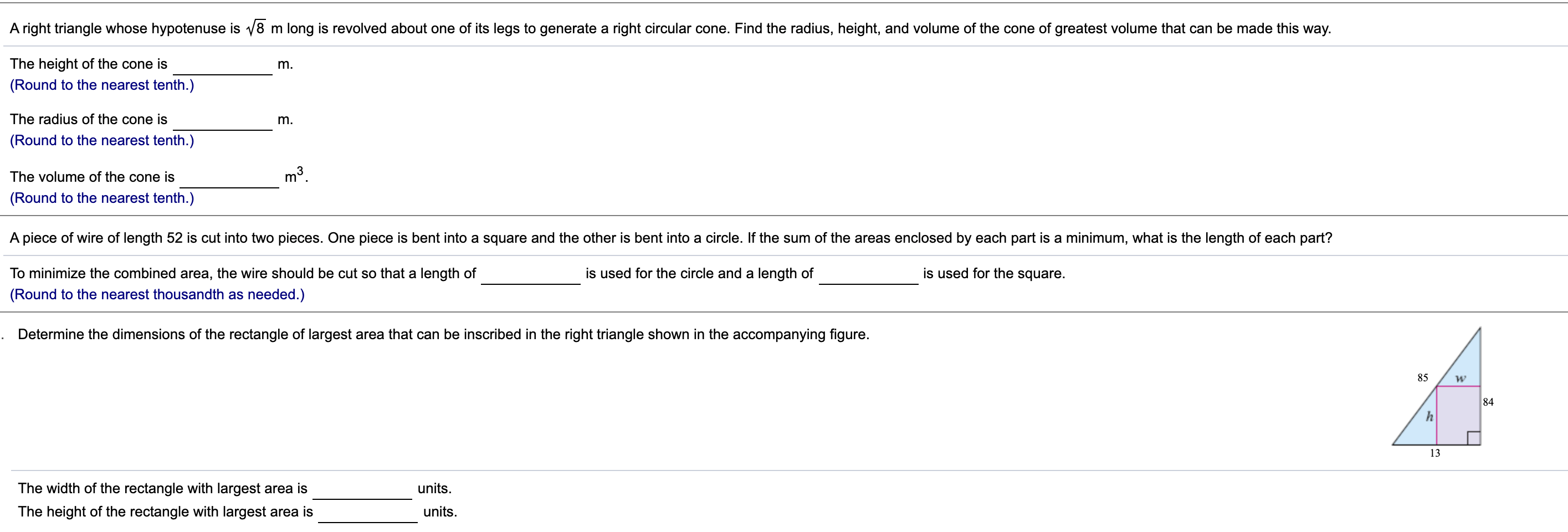 Solved A right triangle whose hypotenuse is V8 m long is | Chegg.com