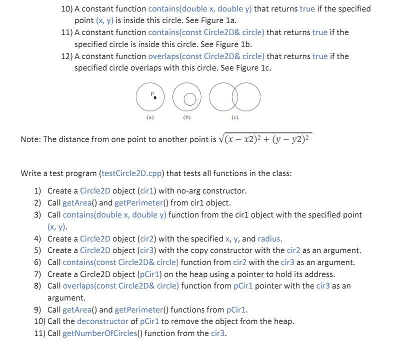 Solved A. Design a class named Circle2D that contains: 1) | Chegg.com