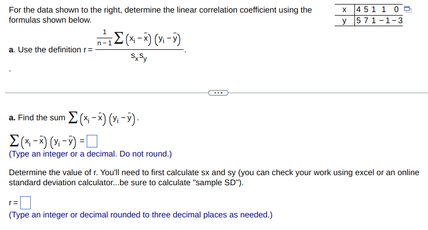 Solved find value of r and the sum of (x-x bar)(y- ﻿y bar) | Chegg.com