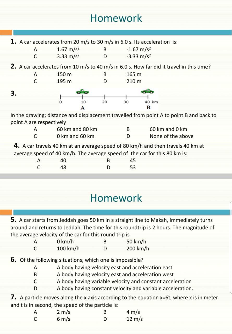 Solved Homework 1 A Car Accelerates From 20 M s To 30 M s Chegg