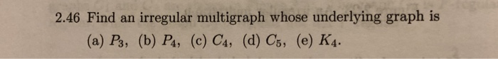 Solved 2.46 Find an irregular multigraph whose underlying | Chegg.com