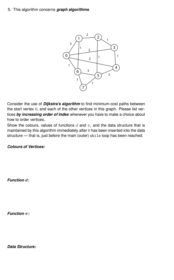 Solved 5. This algorithm concerns graph algorithms. 2 | Chegg.com