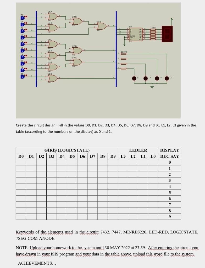 Solved 01:A U1:8 UI:D U2:A D 20 U2B Create the circuit | Chegg.com