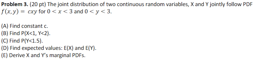 Solved Problem 3. (20 pt) The joint distribution of two | Chegg.com