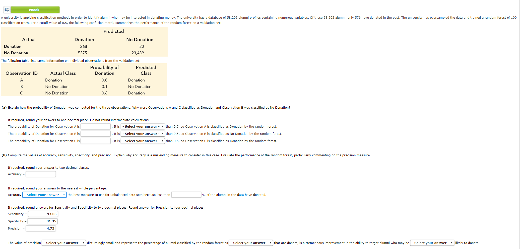 eBook A university is applying classification methods | Chegg.com