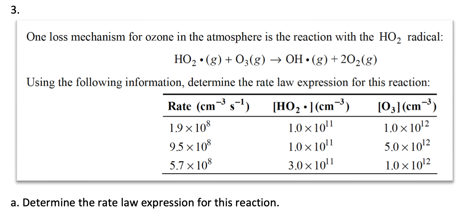 Solved One loss mechanism for ozone in the atmosphere is the | Chegg.com Solved One loss mechanism for ozone in the atmosphere is the | Chegg.com