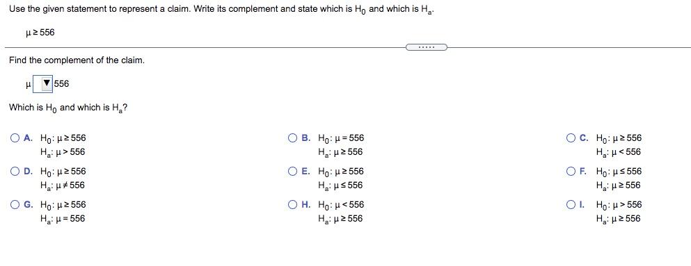 Solved 62. Use the given statement to represent a claim. | Chegg.com