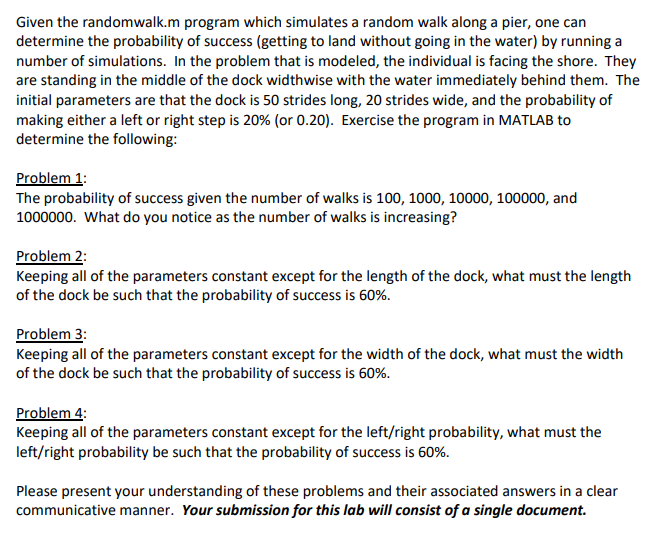 Solved in matlab！！！！！ and randomwalk.m program is clear | Chegg.com
