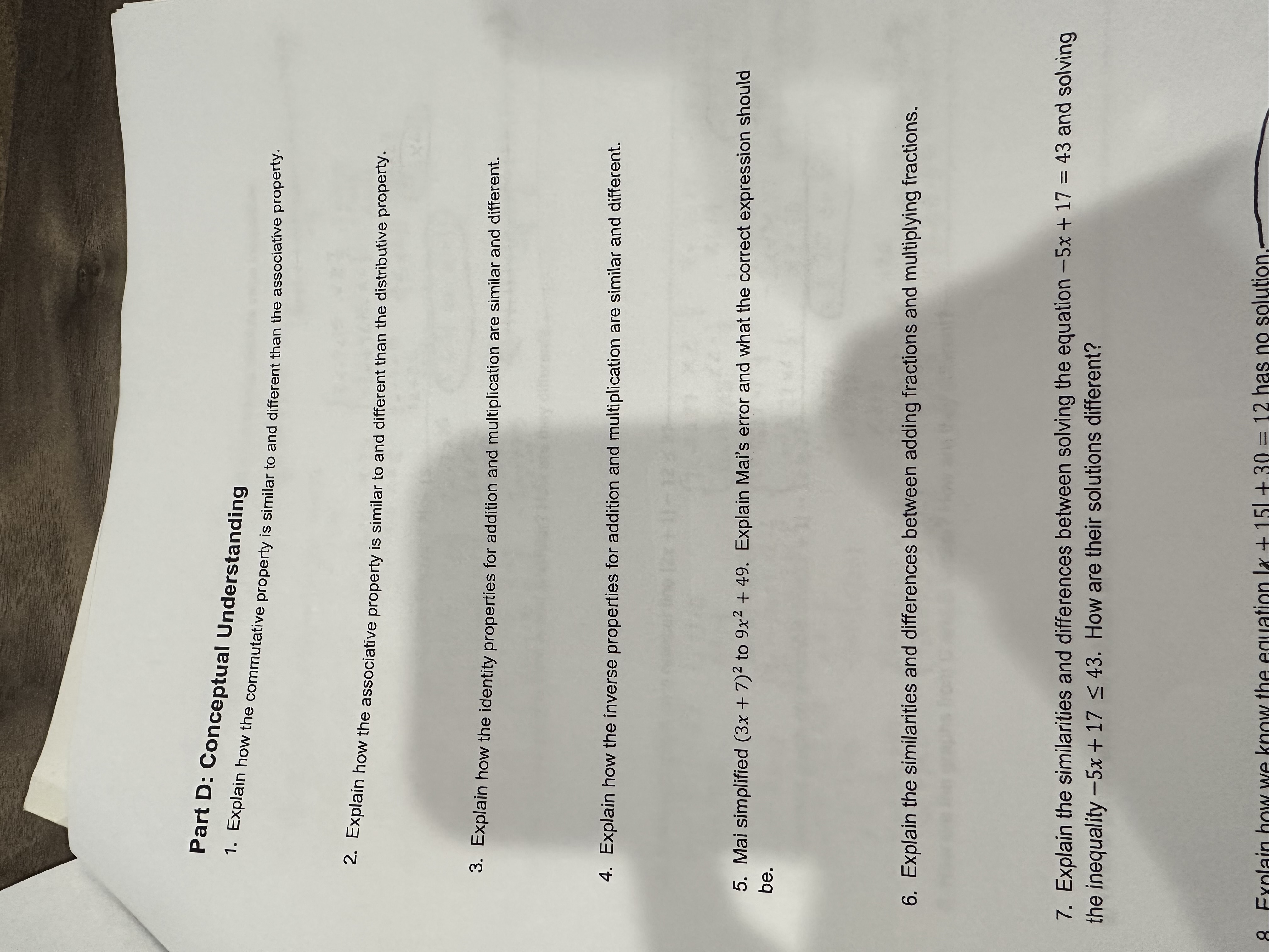 Solved Part D: Conceptual UnderstandingExplain how the | Chegg.com