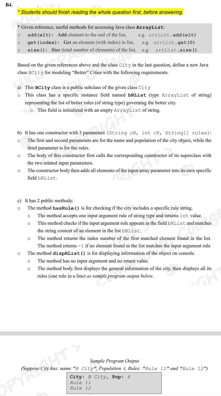 Solved B4. * Students should finish reading the whole | Chegg.com