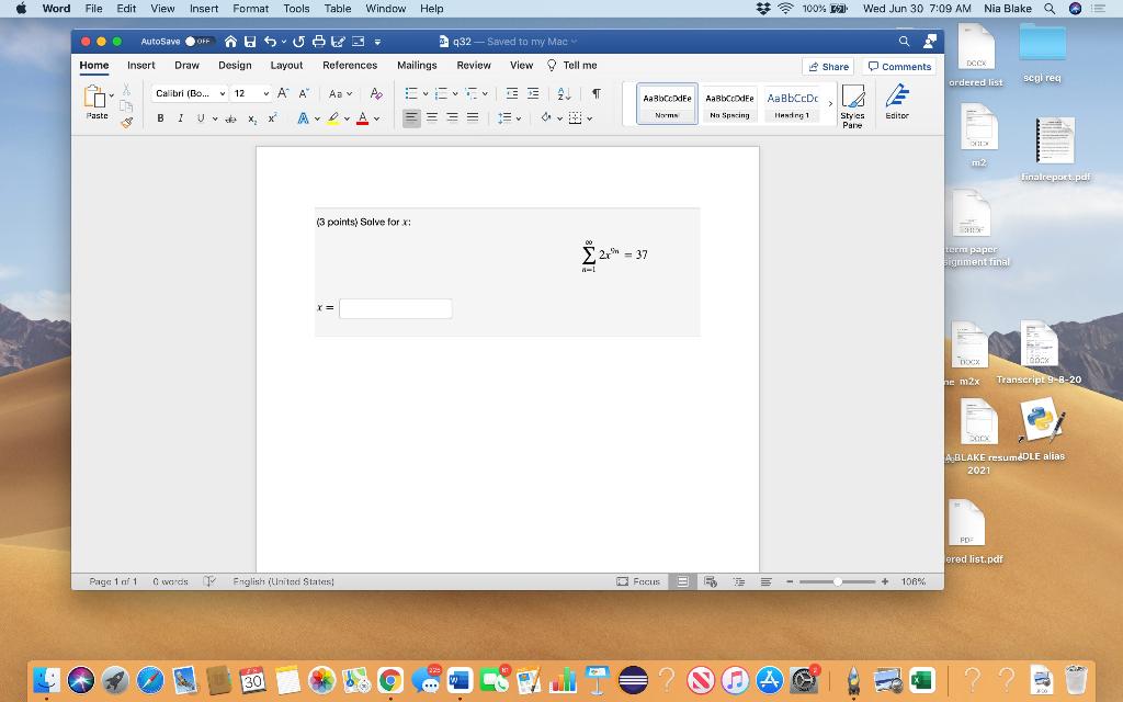 Solved Word File Edit View Insert Format Tools Table Window | Chegg.com