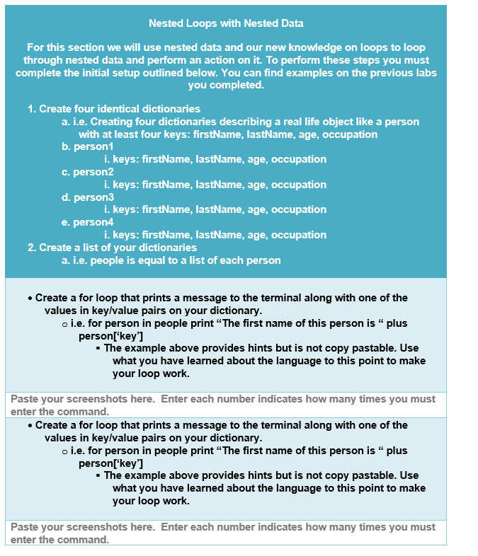 Solved Nested Loops with Nested Data For this section we | Chegg.com