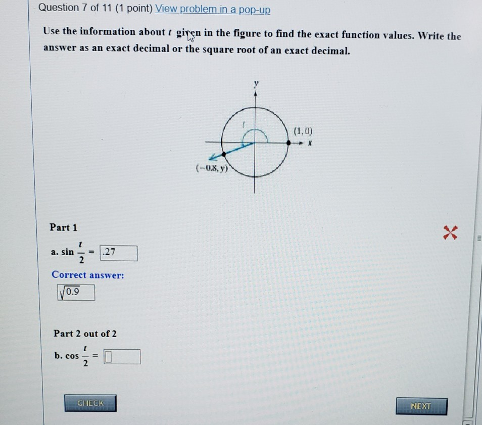 Solved Question 7 of 11 (1 point) View problem in a pop-up | Chegg.com