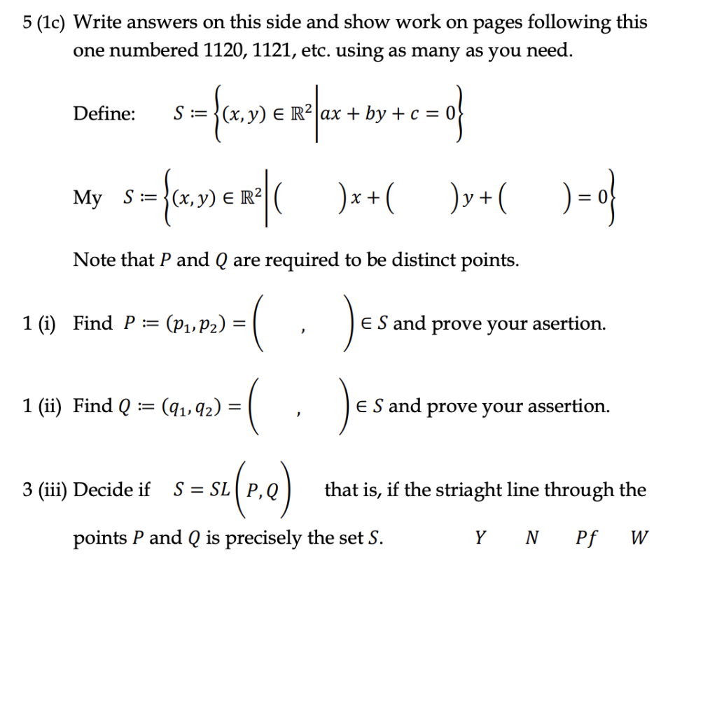 Solved 5 (1c) Write answers on this side and show work on | Chegg.com