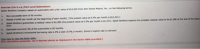 Solved Exercise 21A-3 a-g (Part Level Submission) Splish | Chegg.com