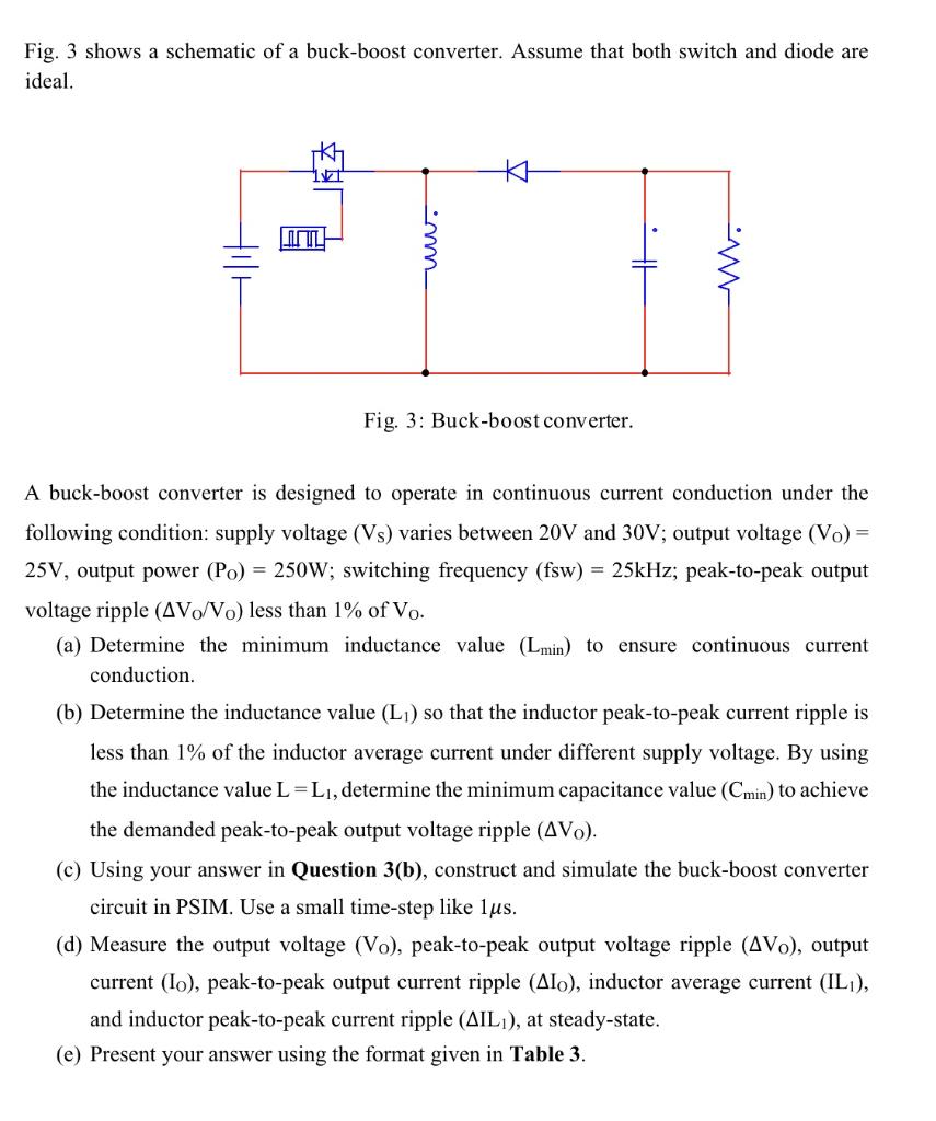 Fig. 3 shows a schematic of a buck-boost converter. | Chegg.com