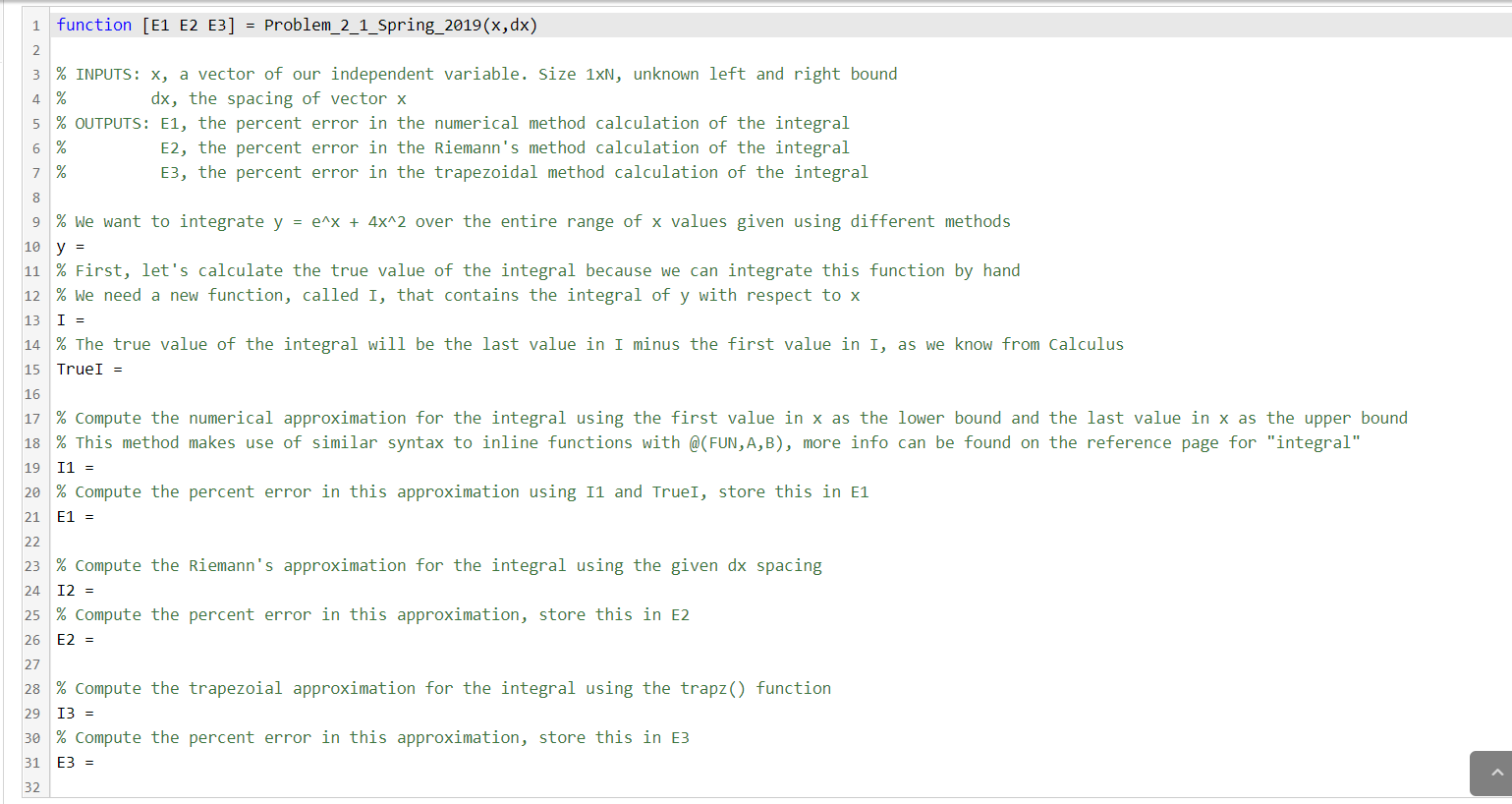 MATLAB This format is from an interactive practice | Chegg.com