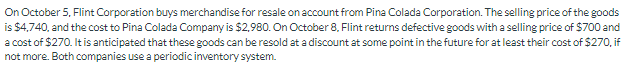 Solved On October 5, Flint Corporation buys merchandise for | Chegg.com