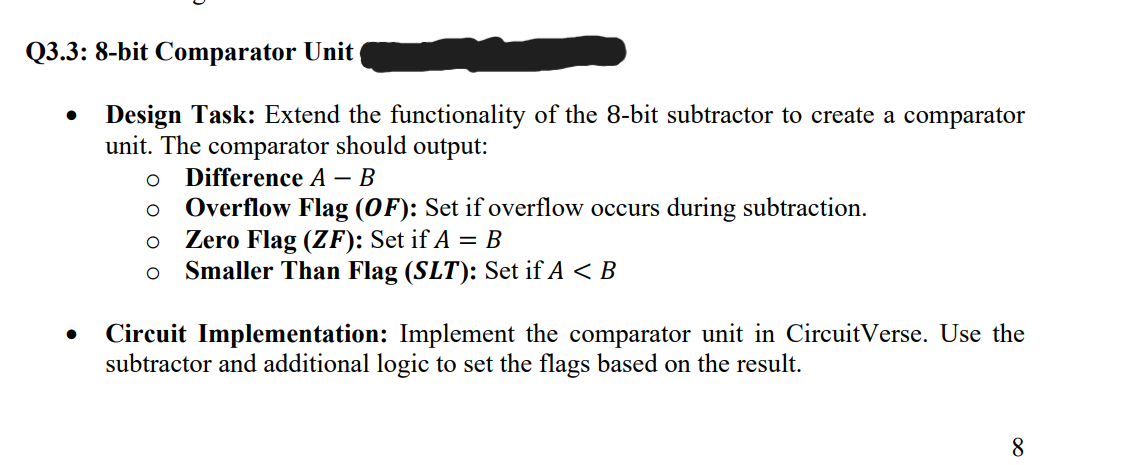 Solved Draw in circuitverse. use ur 8 ﻿bit compator unit is | Chegg.com