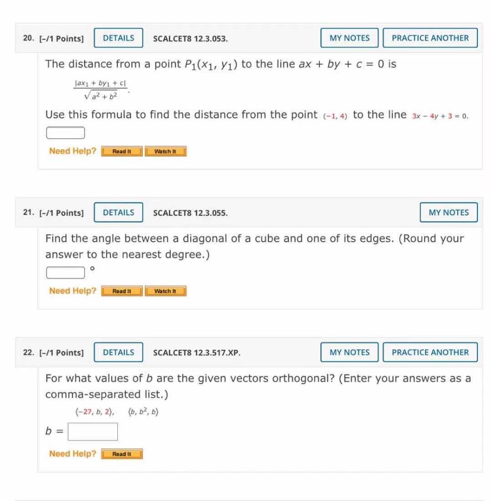 Solved 20. [-/1 Points] DETAILS SCALCET8 12.3.053. MY NOTES | Chegg.com