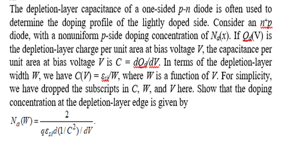 Solved The depletion-layer capacitance of a one-sided p-n | Chegg.com