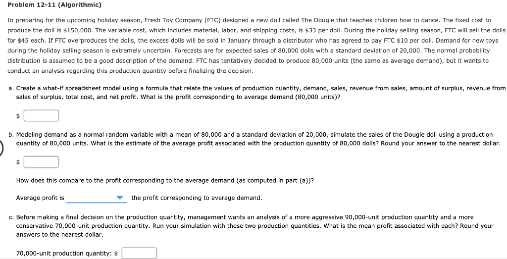 Solved Problem 12-11 (Algorithmic) In preparing for the | Chegg.com