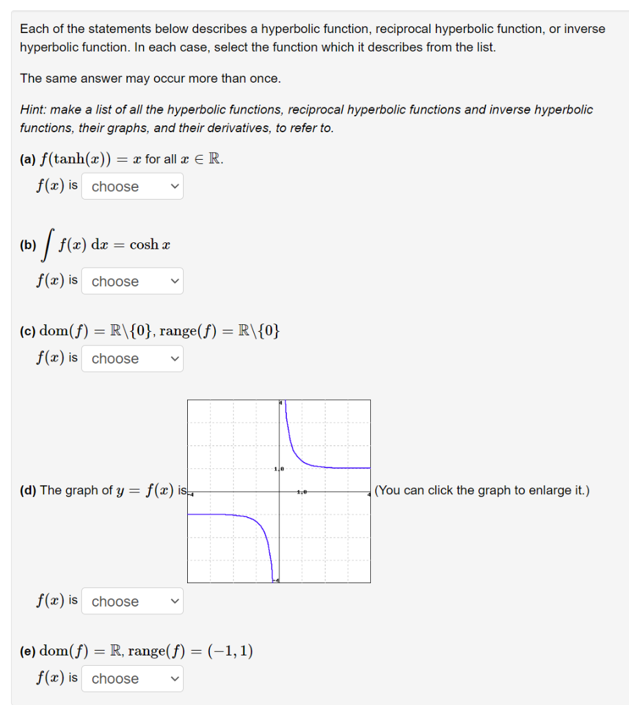 Solved Each of the statements below describes a hyperbolic | Chegg.com
