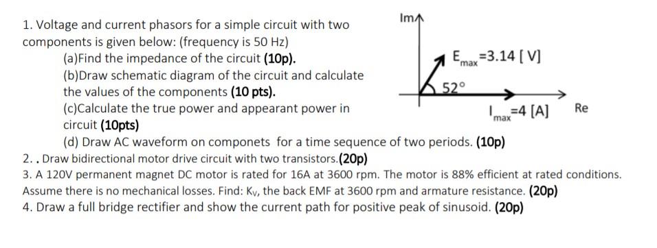 Solved K Im 1. Voltage and current phasors for a simple | Chegg.com