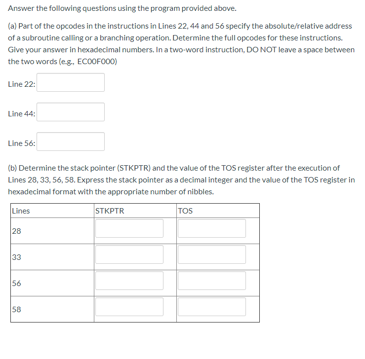 Program Memory Machine Address Code LINE SOURCE | Chegg.com