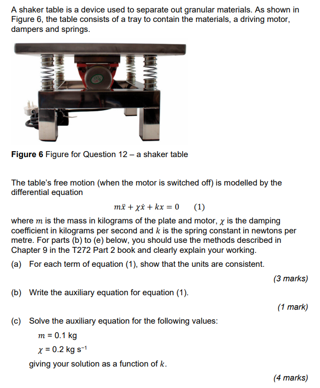 Solved A shaker table is a device used to separate out | Chegg.com