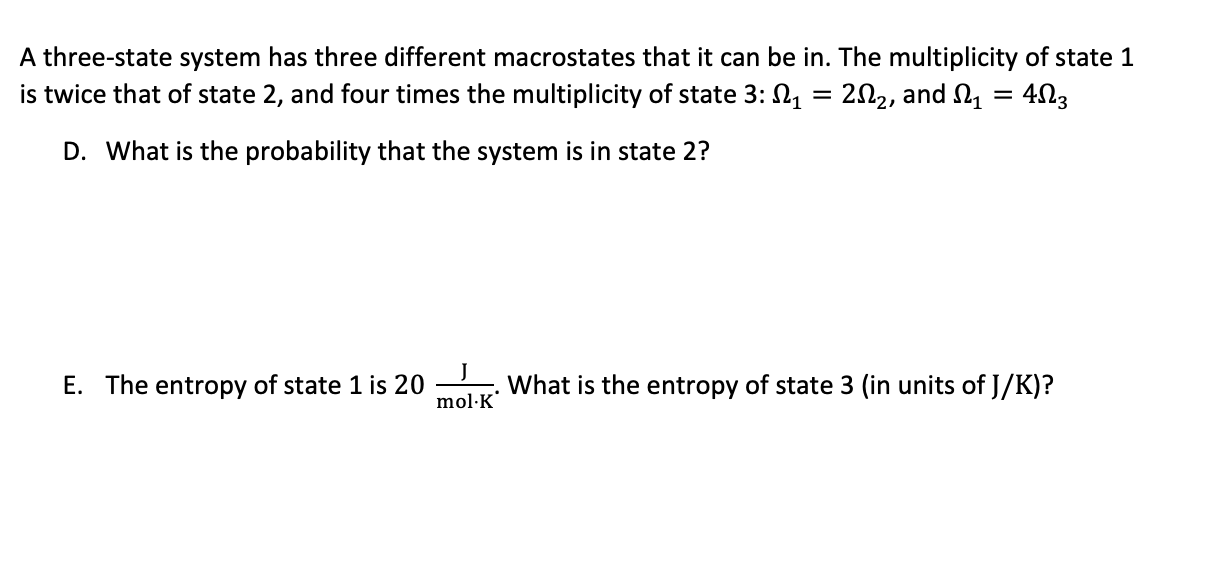 A three-state system has three different macrostates | Chegg.com