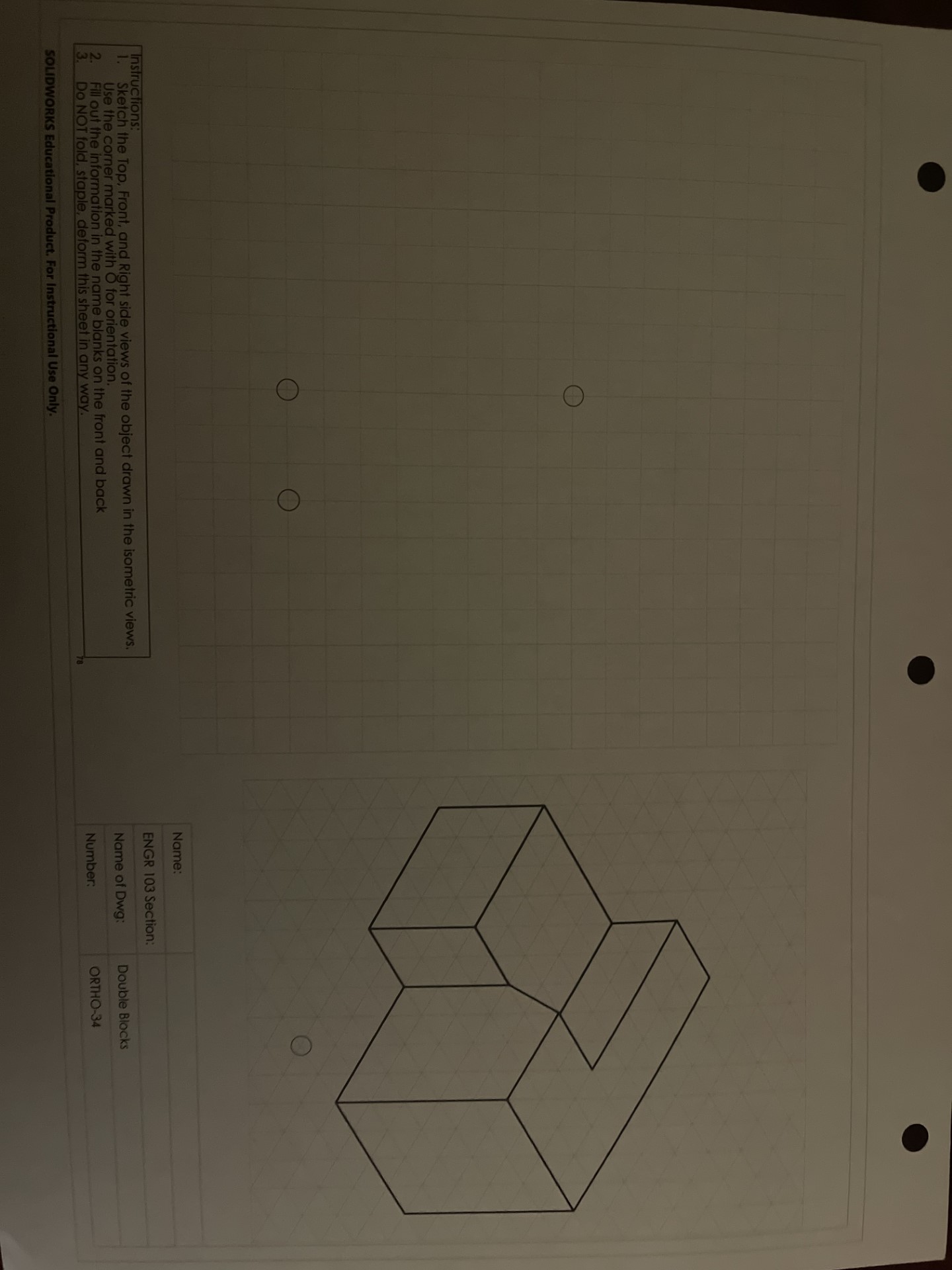 Solved Instructions:Sketch the Top, Front, and Right side | Chegg.com
