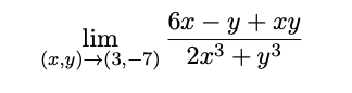 Solved lim(x,y)→(3,−7)2x3+y36x−y+xy | Chegg.com