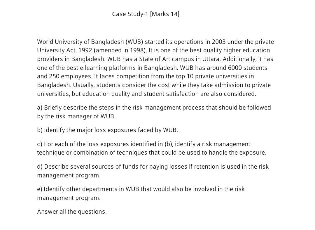 Solved Case Study-1 [Marks 14] World University of | Chegg.com