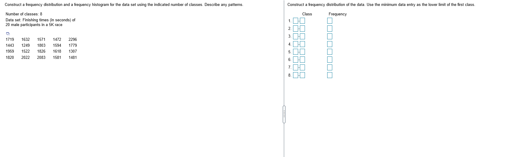 Solved Construct a frequency distribution and a frequency | Chegg.com