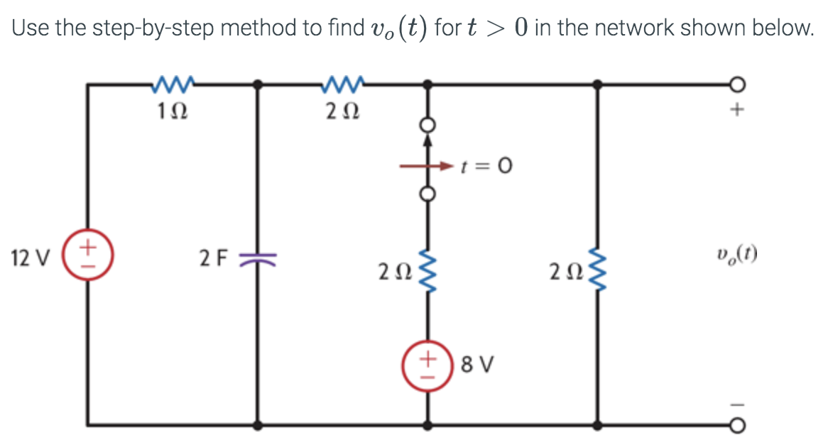 Solved Use the step-by-step method to find Vo(t) for t>0 in | Chegg.com