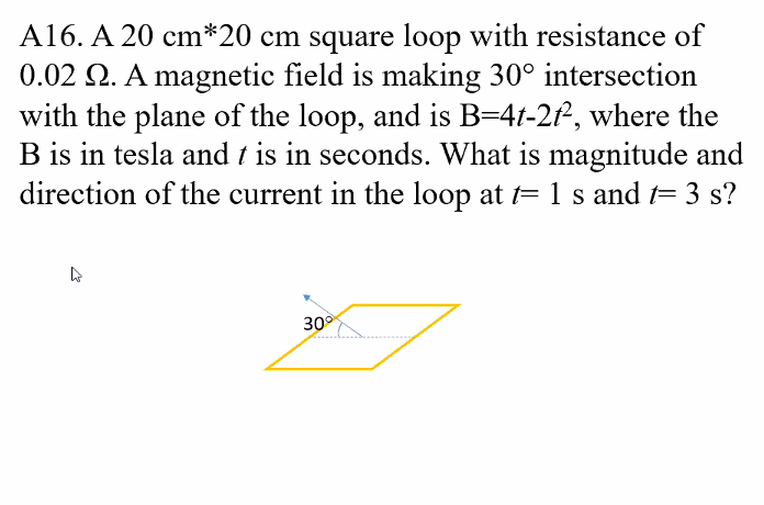 Solved A16. A 20 cm*20 cm square loop with resistance of | Chegg.com