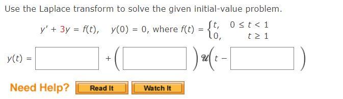 Solved Use the Laplace transform to solve the given | Chegg.com