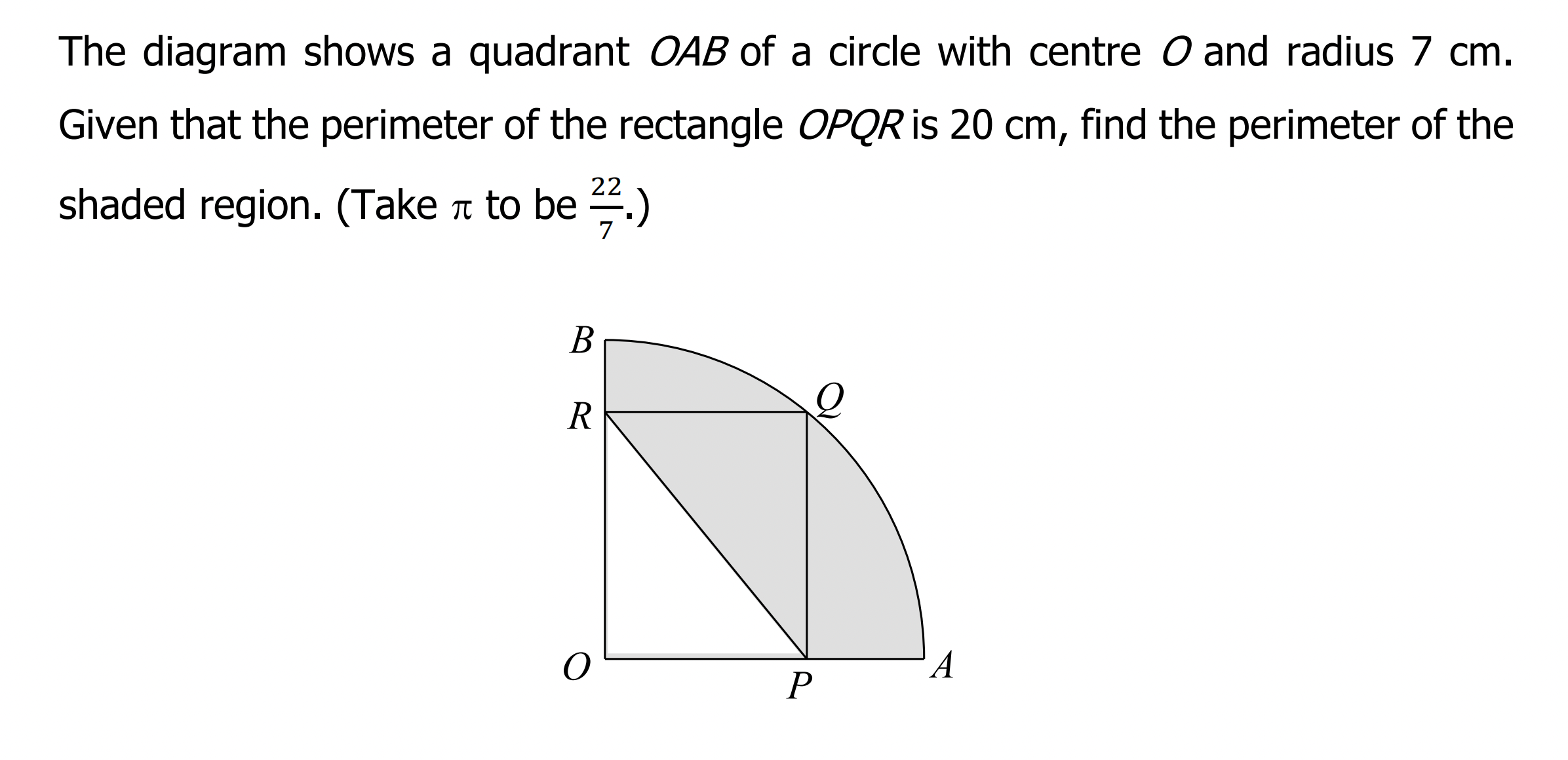 Solved The diagram shows a quadrant OAB of a circle with | Chegg.com