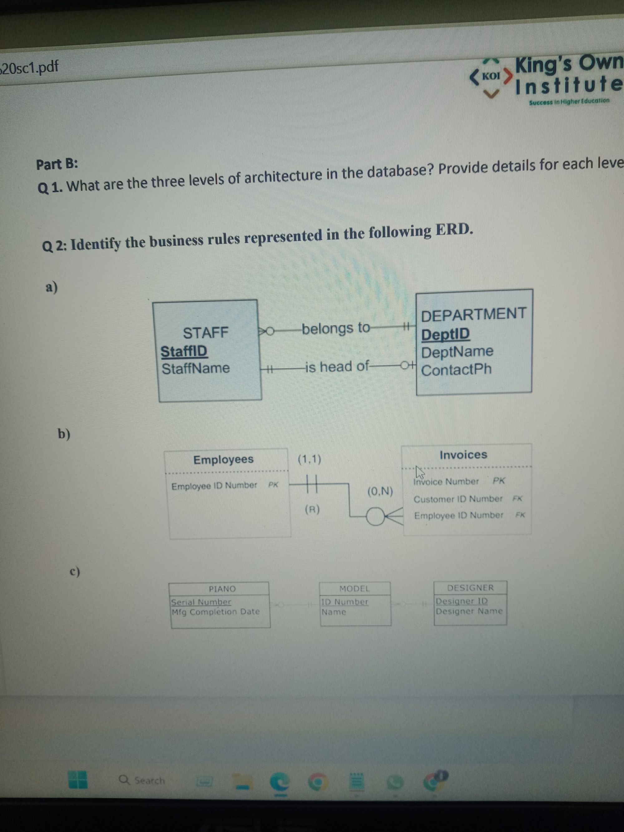 Solved Part B: Q 1. What are the three levels of | Chegg.com