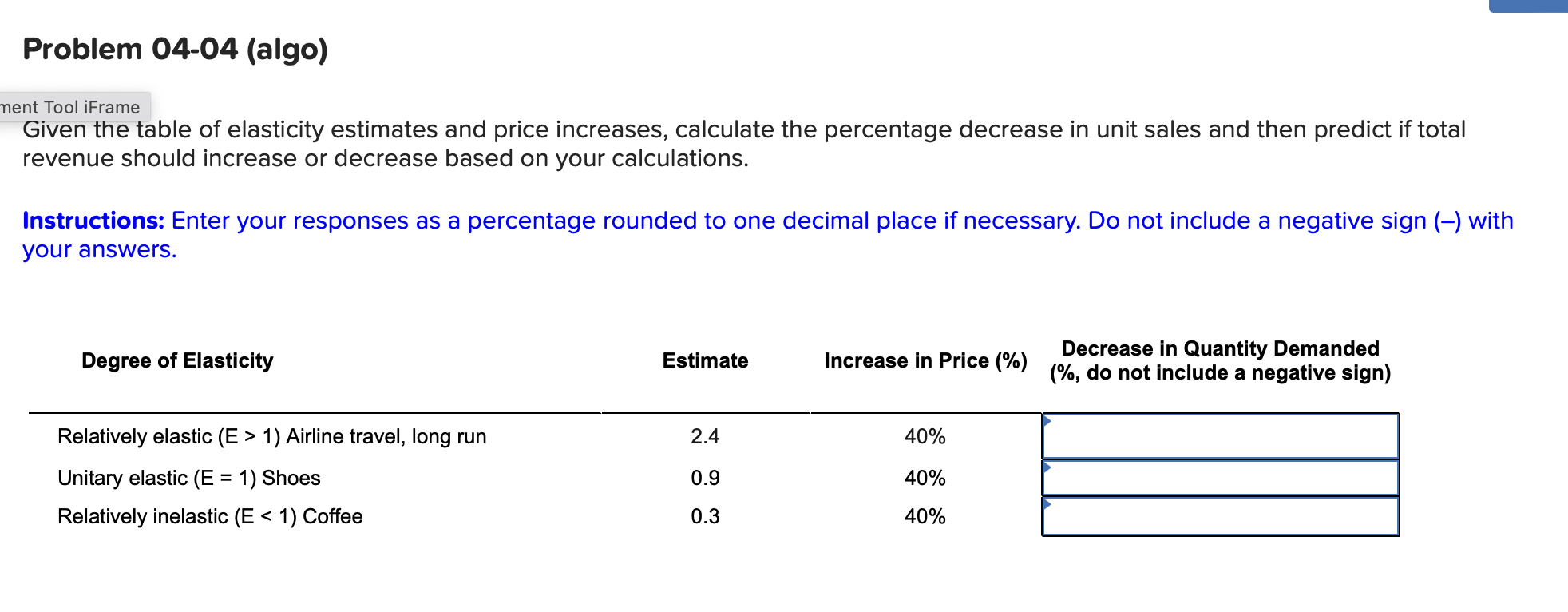 Solved Problem 04-04 (algo)nent Tool iFrameGiven the table | Chegg.com