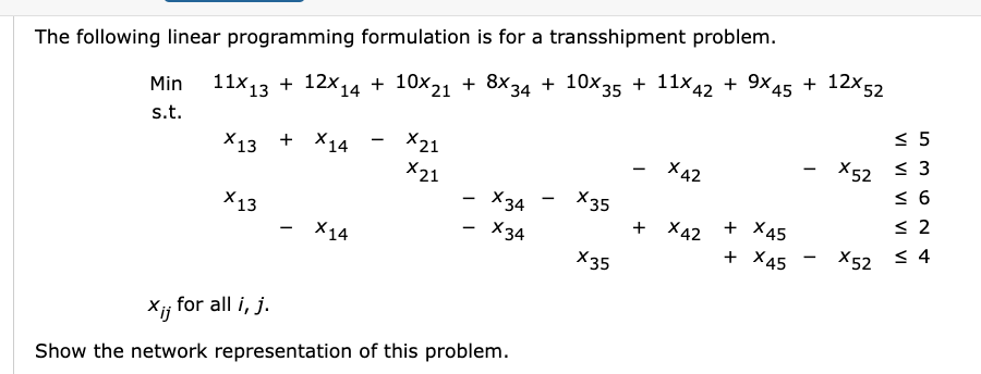 Solved The Following Linear Programming Formulation Is For A