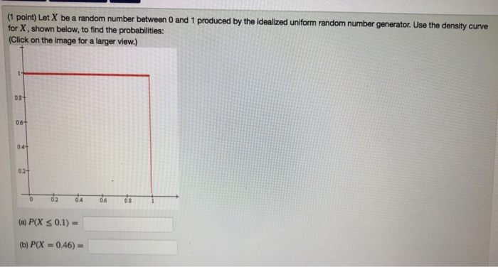 Solved (1 point) Let X be a random number between 0 and 1 | Chegg.com