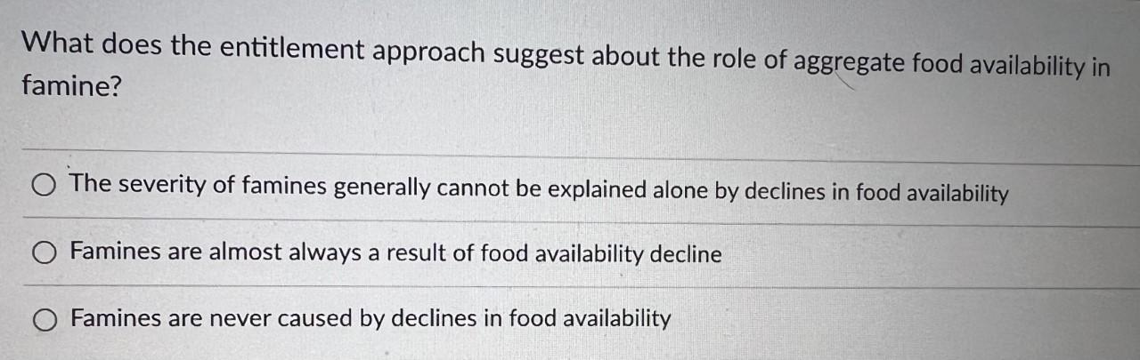 Solved What does the entitlement approach suggest about the | Chegg.com