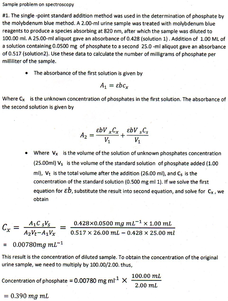 Solved Sample problem on spectroscopy #1. The single-point | Chegg.com