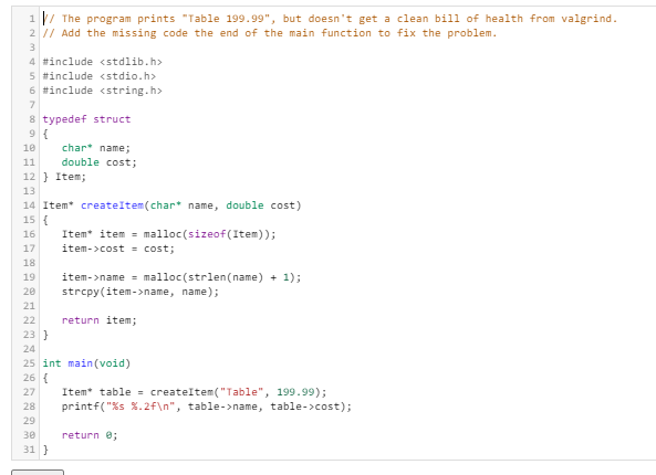 Solved 1 / The program prints "Table 199.99", but doesn't | Chegg.com