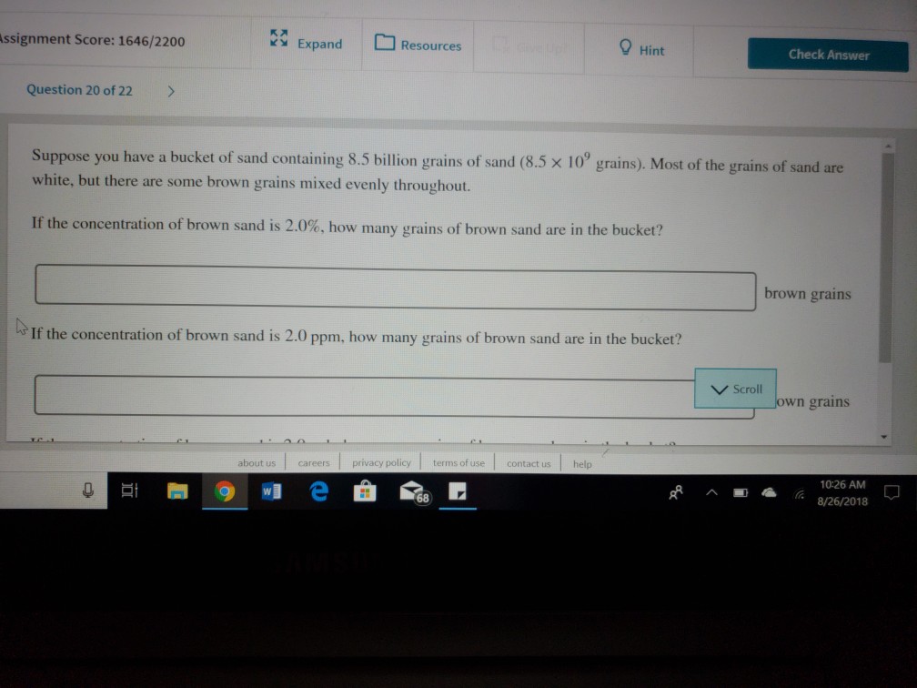 Solved ssignment Score: 1646/2200 Expand Resources Hint | Chegg.com